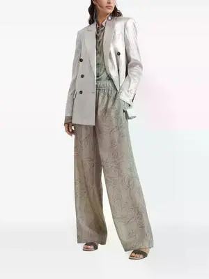 Brunello Cucinelli Metallic Double-breasted Linen-blend Blazer