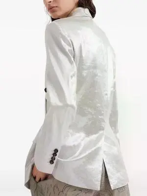 Brunello Cucinelli Metallic Double-breasted Linen-blend Blazer