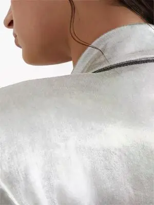 Brunello Cucinelli Metallic Double-breasted Linen-blend Blazer