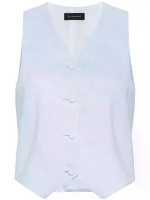 Andamane Crepe-textured Waistcoat - Blue