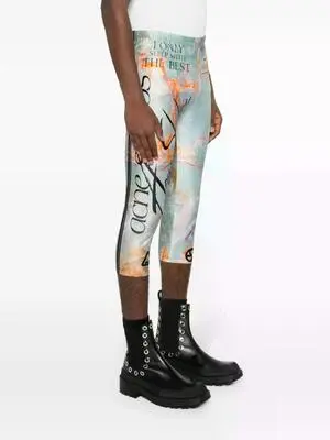 Acne Studios Marble Artwork-print Cropped Leggings