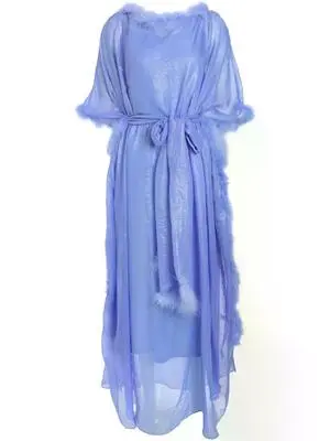 BARUNI Feather-trim Maxi Dress - Blue