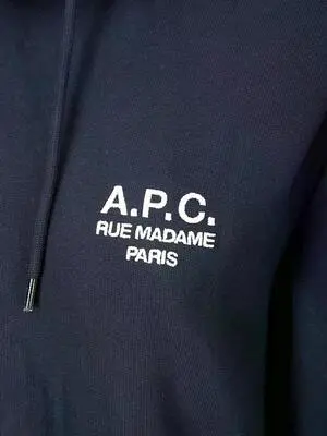 A.p.c. Logo-embroidered Hoodie - Blue