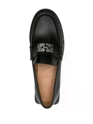 GANNI Butterfly-plaque Faux-leather Loafers