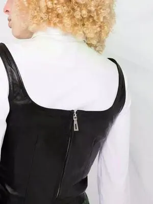 MANOKHI Cropped Leather Vest