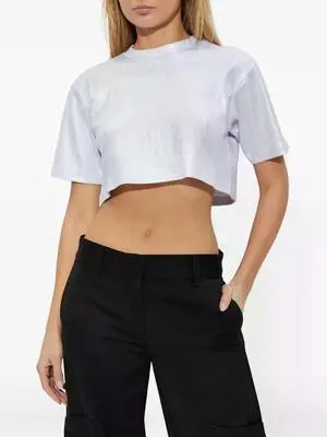 Off-White Logo-embroidered Cropped T-shirt