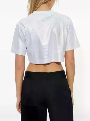 Off-White Logo-embroidered Cropped T-shirt