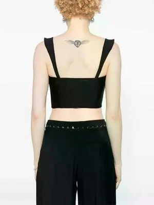 MUGLER Denim Cropped Corset - Black