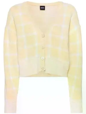 BOSS Tartan Knitted Cardigan - Neutrals