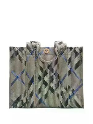Burberry Check Knitted Tote Bag - Grey