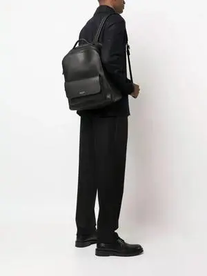 Giorgio Armani Logo-stamp Leather Backpack