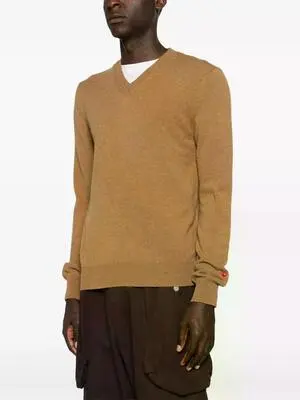 Play Comme Des Garcon Heart-patch Wool Jumper - Brown