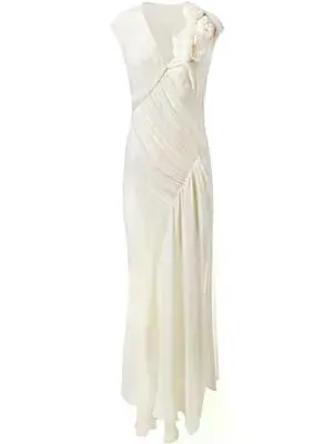 Alejandra Alonso Rojas Draped Chiffon Dress - Neutrals