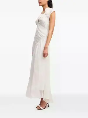 Alejandra Alonso Rojas Draped Chiffon Dress - Neutrals