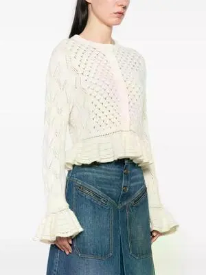 Chloé Open-knit Ruffled Cardigan