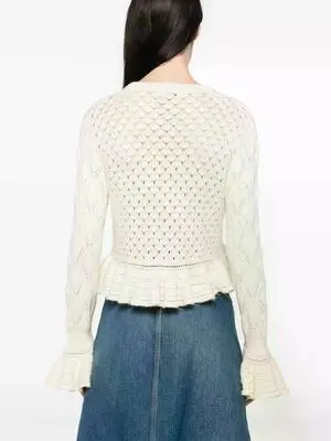 Chloé Open-knit Ruffled Cardigan