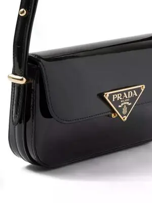 Prada Logo-plaque Leather Shoulder Bag - Black