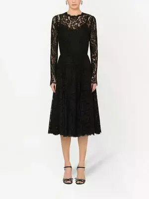 Dolce & Gabbana Lace Long-sleeved Dress - Black