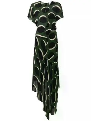 Colville Graphic-print Draped Midi Dress - Green