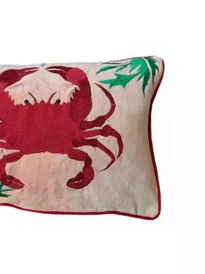LES-OTTOMANS Crab Embroidered Cushion