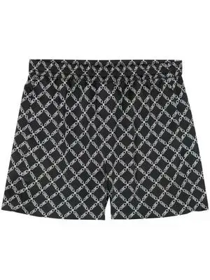 Michael Kors Empire Logo-print Satin Shorts - Black