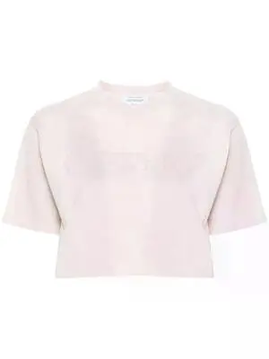 Off-White Rubberised-logo Cropped T-shirt