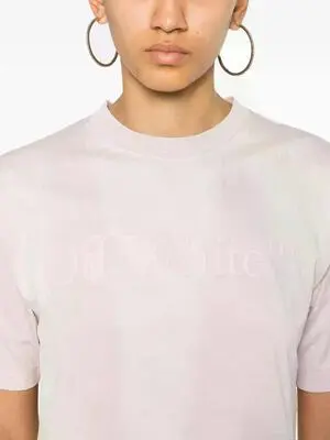 Off-White Rubberised-logo Cropped T-shirt