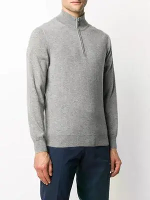 Brunello Cucinelli Zip-up Roll Neck Jumper - Grey