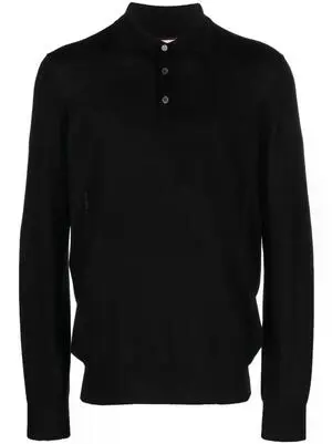 Brunello Cucinelli Long-sleeve Virgin Wool Polo Shirt - Black