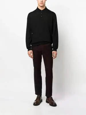 Brunello Cucinelli Long-sleeve Virgin Wool Polo Shirt - Black