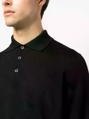 Brunello Cucinelli Long-sleeve Virgin Wool Polo Shirt - Black