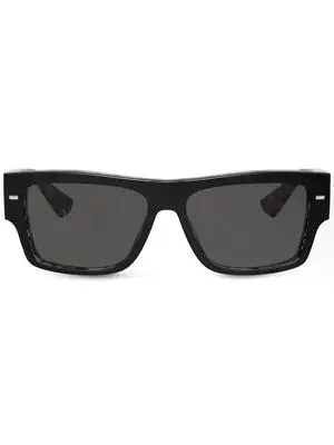 Dolce & Gabbana Lusso Sartoriale Rectangle-frame Sunglasses - Black