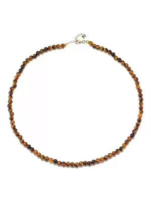 Mateo 14kt Yellow Tiger Eye Beaded Necklace - Gold