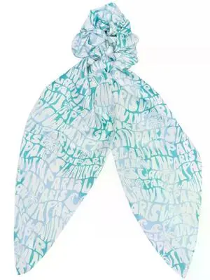 LANVIN Logo-print Knot-detailed Scrunchie - Blue
