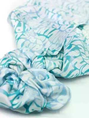 LANVIN Logo-print Knot-detailed Scrunchie - Blue