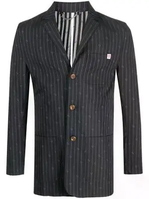 CHARLES JEFFREY Pinstripe Wool-blend Single-breasted Blazer - Blue