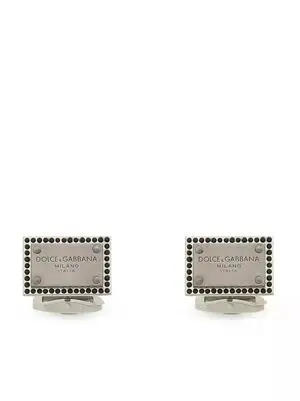 Dolce & Gabbana Logo-engraved Rectangle-shape Cufflinks - Silver