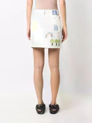 Alexander McQueen Floral-print Denim Mini Skirt