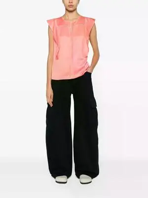 BOSS Ruffle-trim Twill Blouse