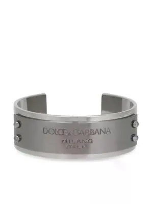 Dolce & Gabbana Engraved Logo Cuff Bracelet - Silver