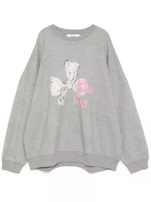 B+AB Ash Cotton Blend Graphic Print Sweatshirt - Grey