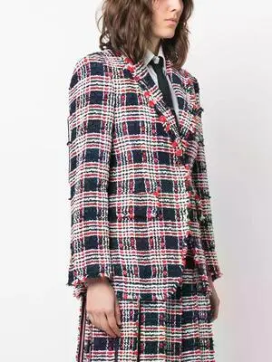 Thom Browne Frayed Single-breasted Tweed Blazer