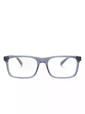 Emporio Armani Logo-print Rectangle-frame Glasses - Blue