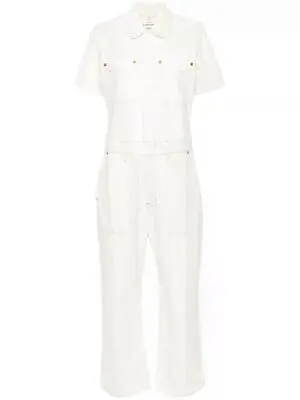 SLVRLAKE Short-sleeved Twill Jumpsuit - White