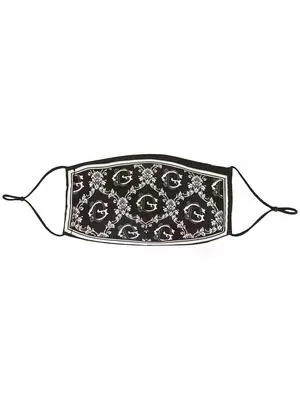 Dolce & Gabbana Brocade-print Face Mask - Black