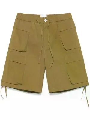 BONSAI Crinkled Cotton-blend Cargo Shorts - Green