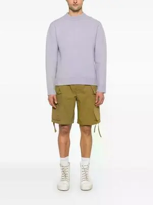 BONSAI Crinkled Cotton-blend Cargo Shorts - Green