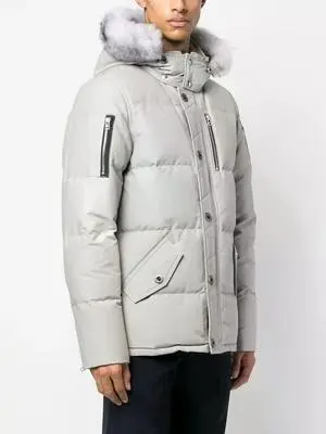 Moose Knuckles Faux-fur Trim Padded Parka - Grey