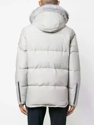 Moose Knuckles Faux-fur Trim Padded Parka - Grey