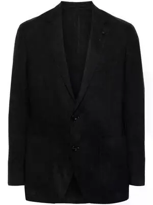 LARDINI Brooch-detail Single-breasted Blazer - Blue